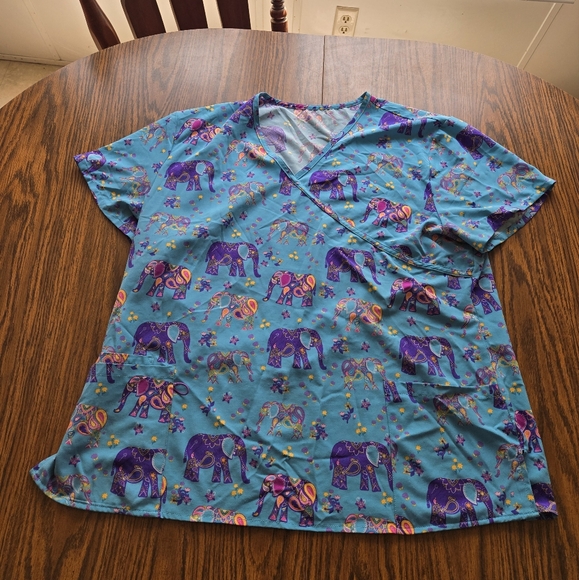 Flex | Tops | Scrubs Top With Elephants | Poshmark